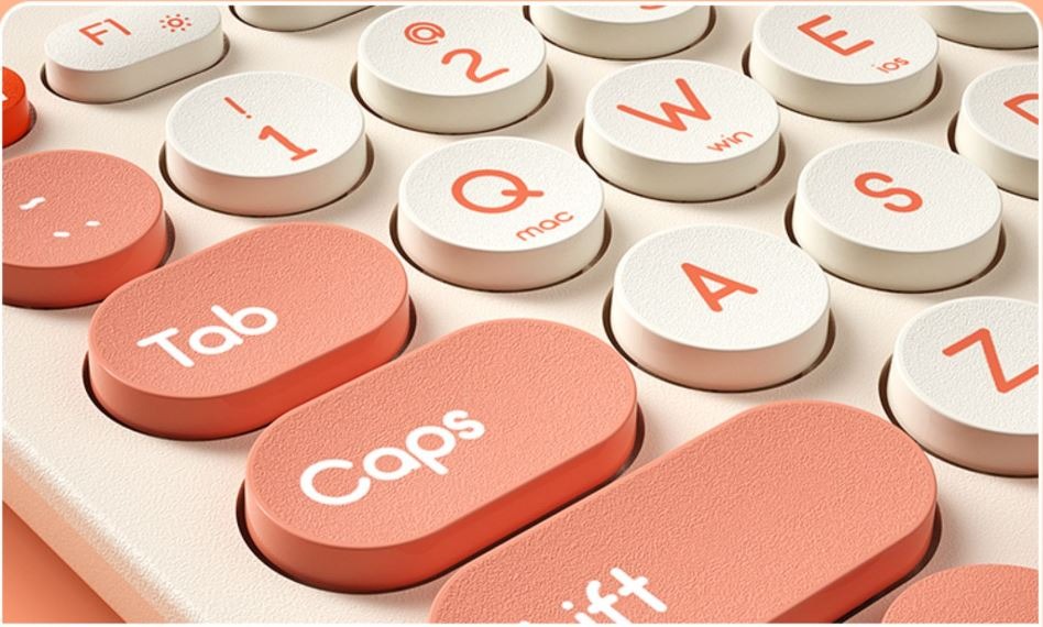 ASMR Retro Blutooth Wireless Keyboard - BOW K360DL (Peach Pink) without ...