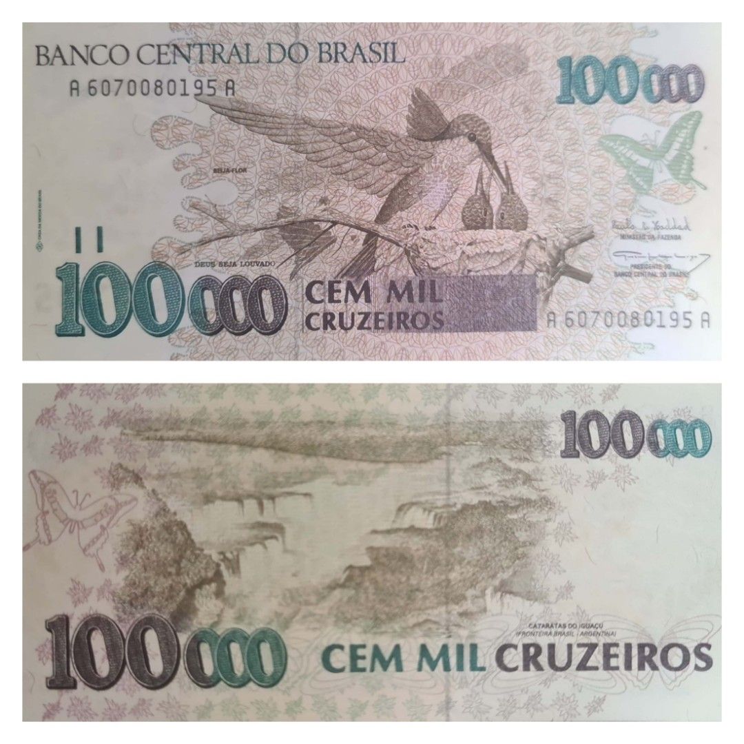 Brazil 100000 Cruzeiros UNC, Hobbies & Toys, Memorabilia & Collectibles ...