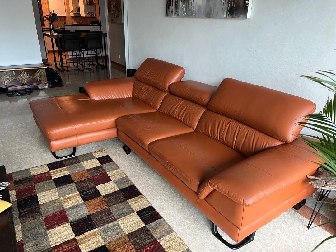 Cellini L Shape Leather Korus Sofa, Furniture & Home Living, Furniture ...