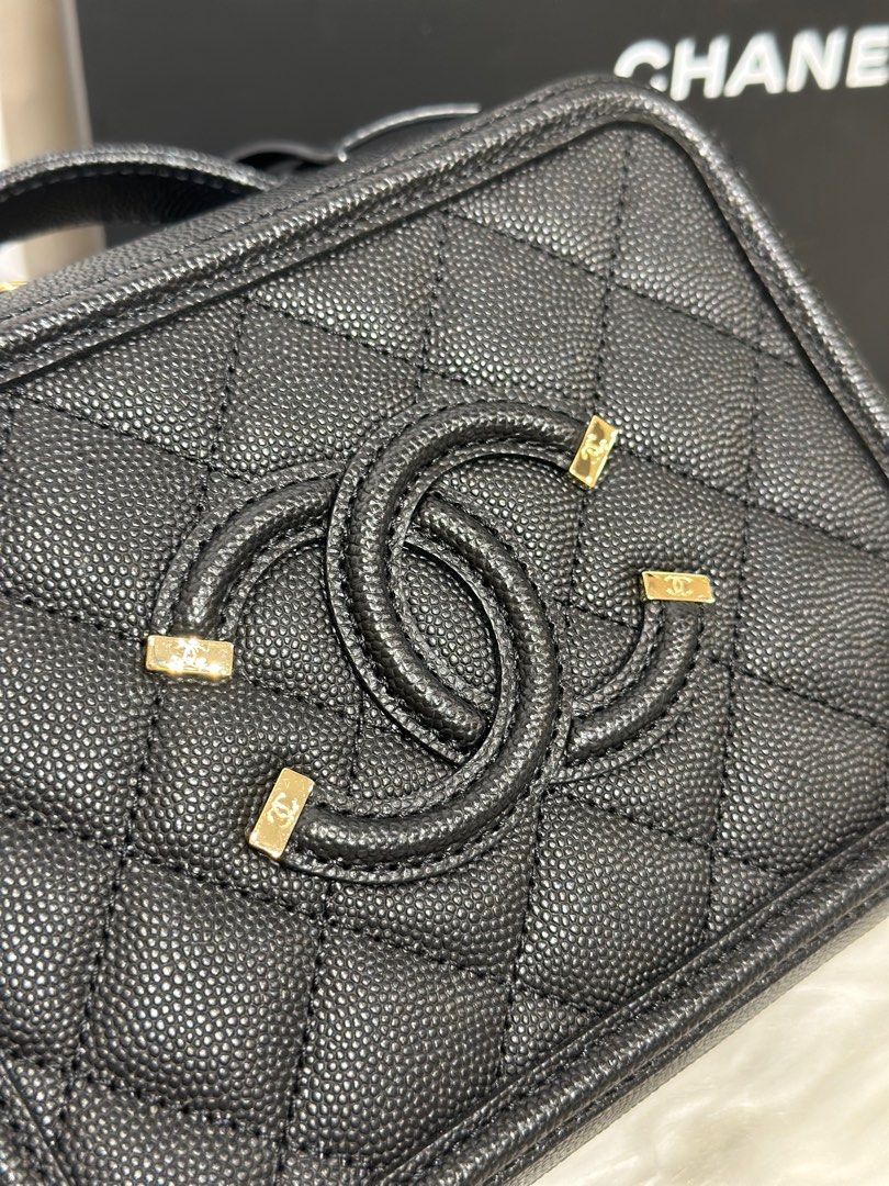 Chanel Black Filigree Vanity - Small, Luxury, Bags & Wallets on Carousell
