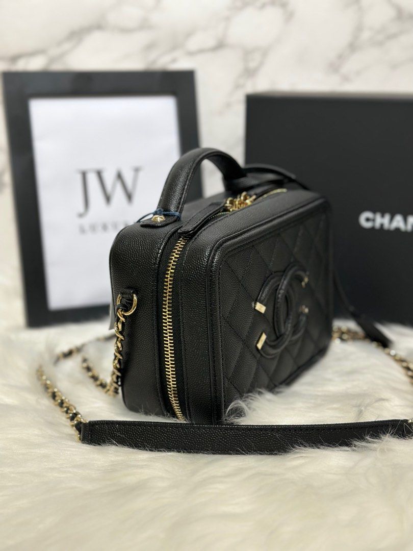 Chanel Black Filigree Vanity - Small, Luxury, Bags & Wallets on Carousell