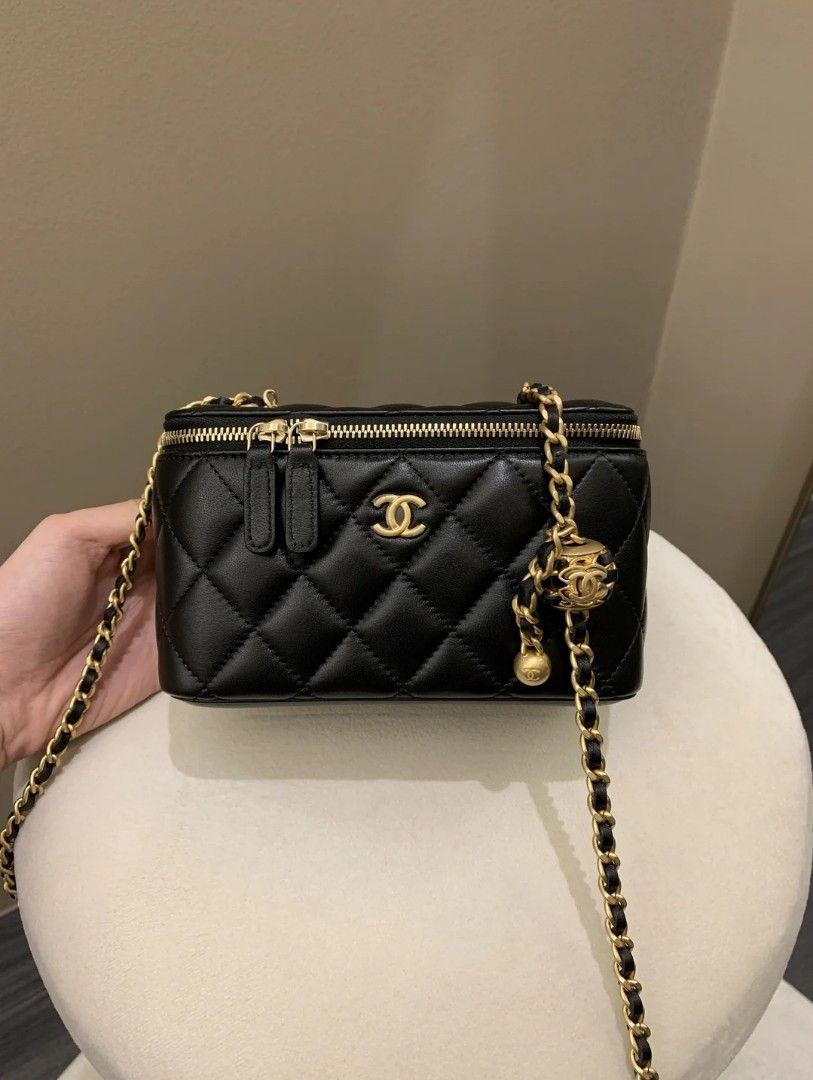 Chanel Long Vanity Pearl Crush Black Lambskin GHW, Luxury, Bags ...