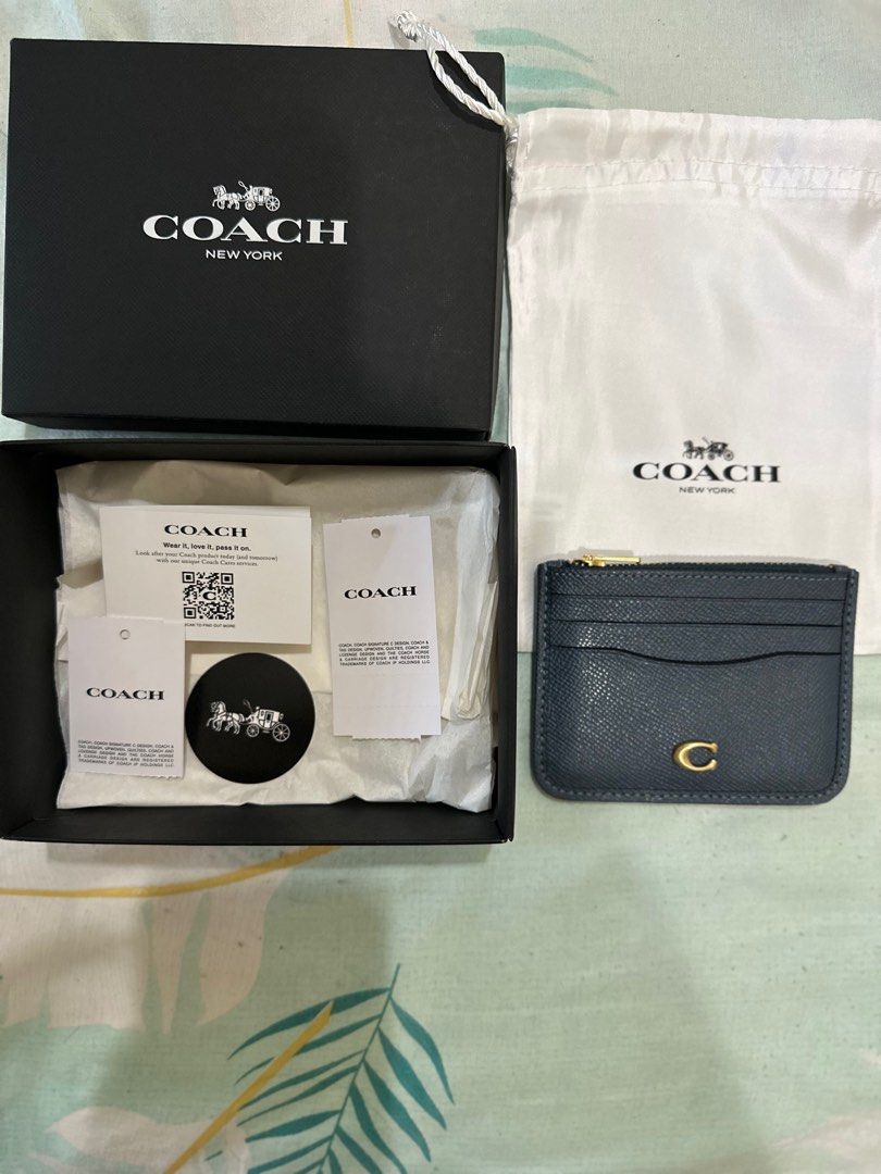 Coach Card Case (Navy blue), Women's Fashion, Bags & Wallets, Purses ...