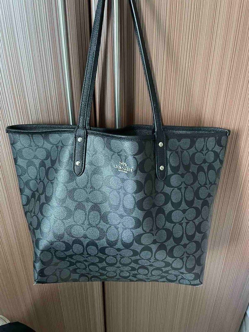 Coach City Tote in signature canvass (black reversible) on Carousell
