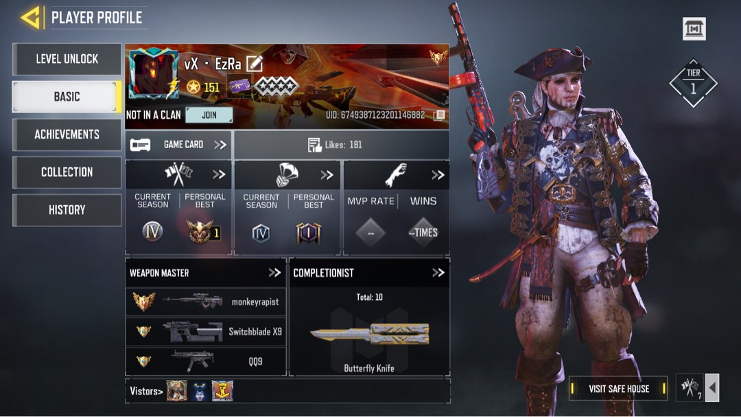 WTS CODM ACCOUNT LEGENDARY DIAMOND BUTTERFLY KNIFE LEGENDARY PISTOL OG ...