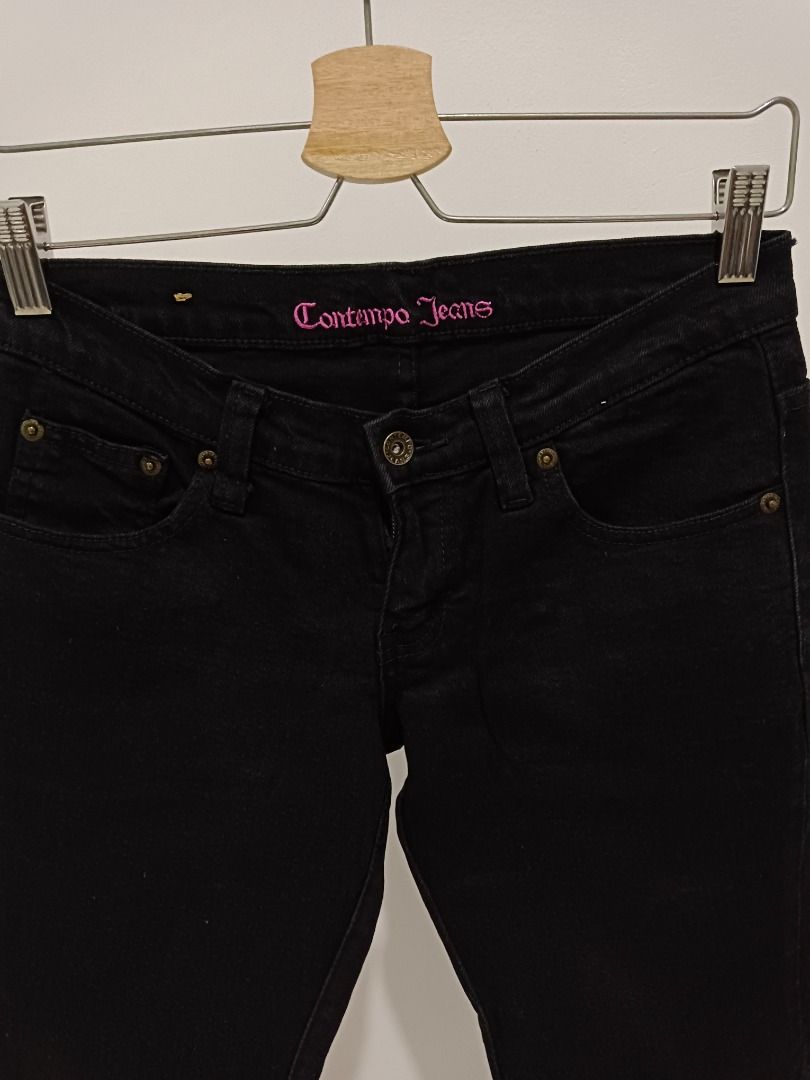 CONTEMPO Women's Black Jeans, Fesyen Wanita, Pakaian Wanita, Bawahan di ...