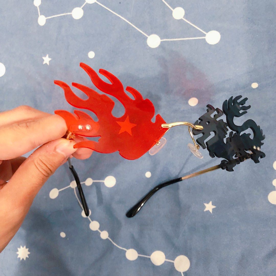 Cosplay Fun Dragon Flame Fire glasses shades - Designer abstract Black ...