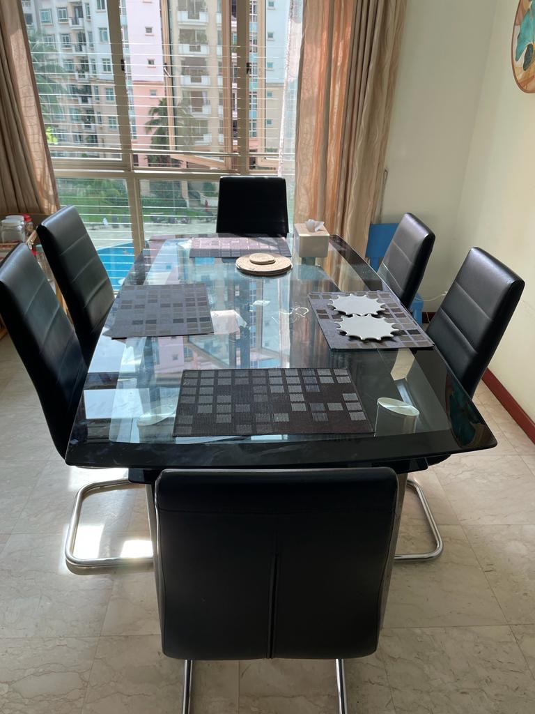 Dining table with 6 chairs, Furniture & Home Living, Furniture, Tables ...