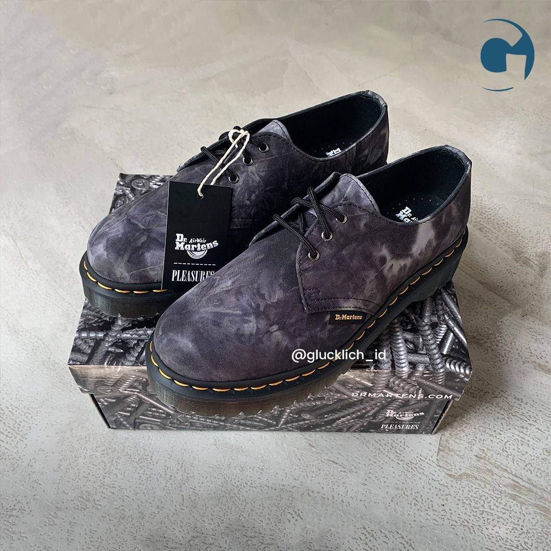 Dr. Martens, x Pleasures 1461 Bex Black+White, Fesyen Pria, Sepatu , Sneakers di Carousell