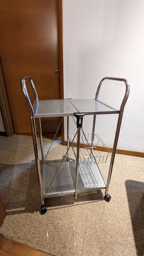 Easy Foldable Rolling Serving Trolley / Kitchen Cart, multiple purpose ...