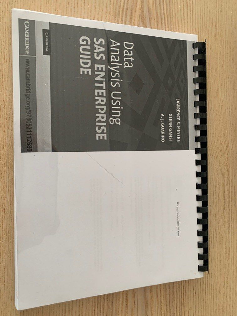 Free - data analysis using SAS Enterprise Guide, 興趣及遊戲, 書本 & 文具, 教科書 - Carousell