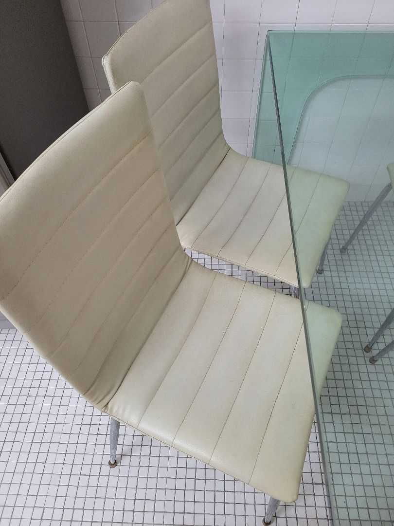 Full Glass Table with 4 Chairs, Furniture & Home Living, Furniture ...