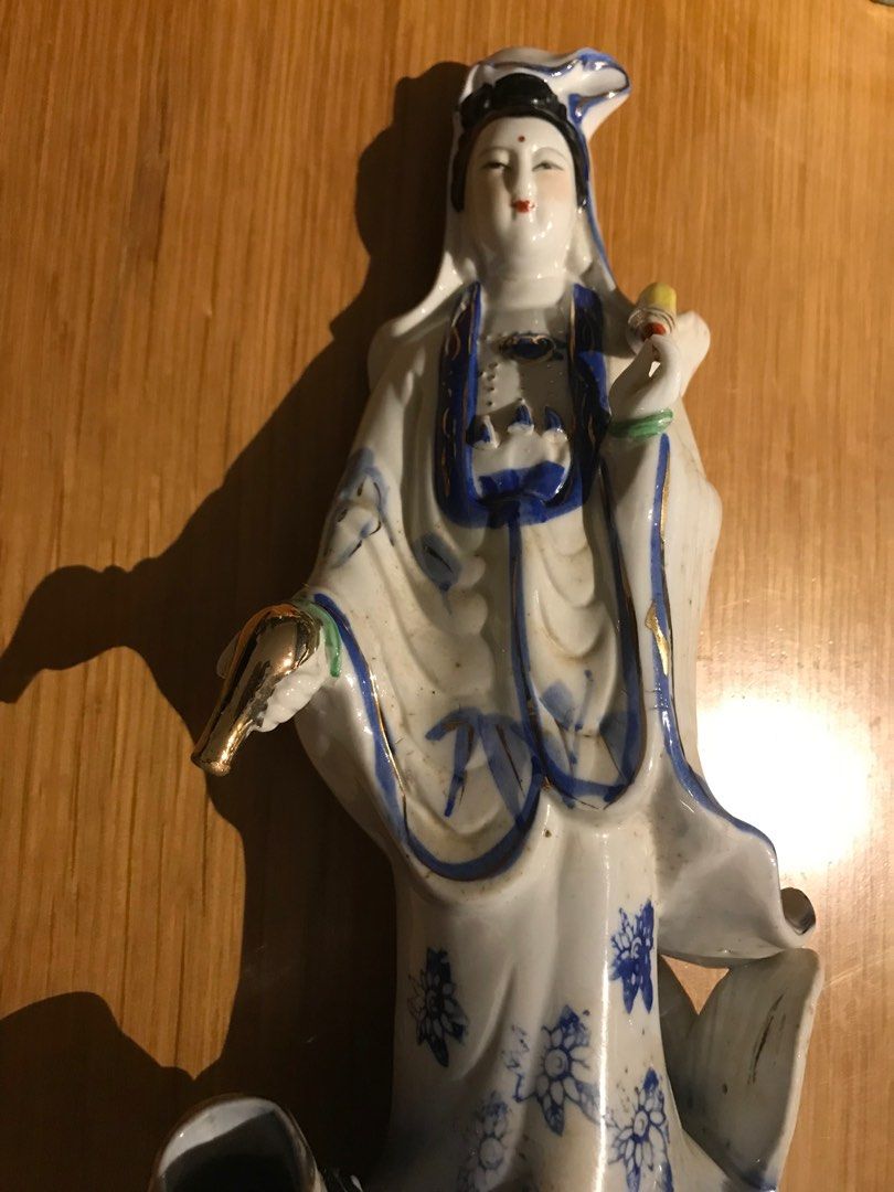 Guang yin, vintage, porcelain, blue and white, goddess, art, display ...