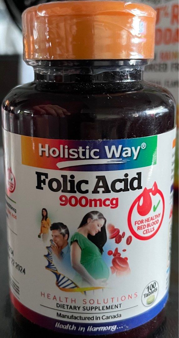 Holistic Way Folic Acid 900mcg, Health & Nutrition, Health Supplements ...