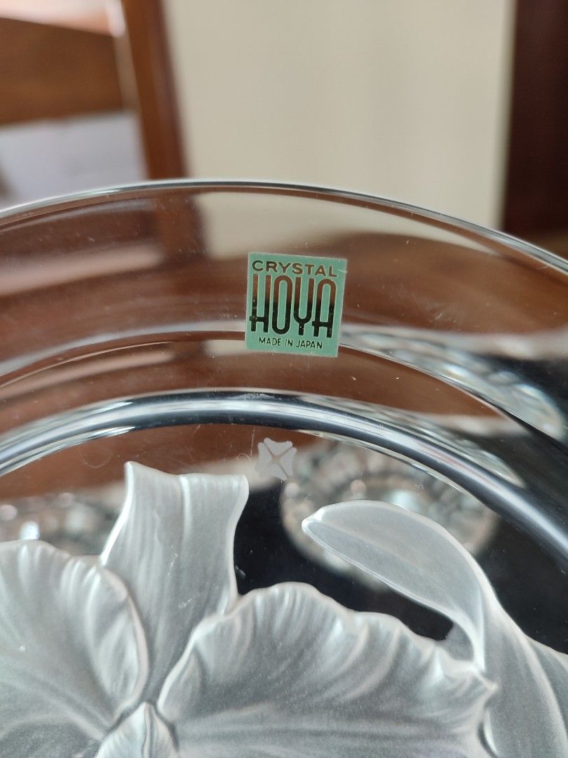 HOYA Crystal Plate with 2 Crystal Glass Candle Holders, Furniture ...