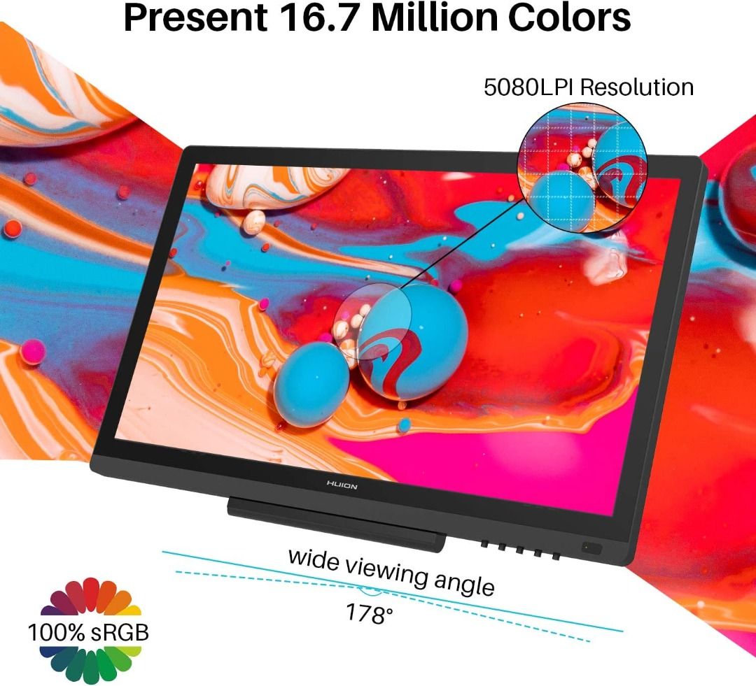 Huion Kamvas GT-191 V2 Graphic Drawing Tablet with Screen Drawing Monitor Battery-Free Stylus ...