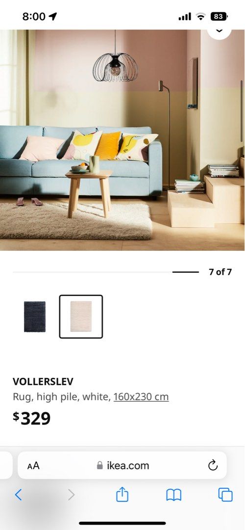 Ikea VOLLERSLEV Rug, high pile, white, Furniture & Home Living, Home ...