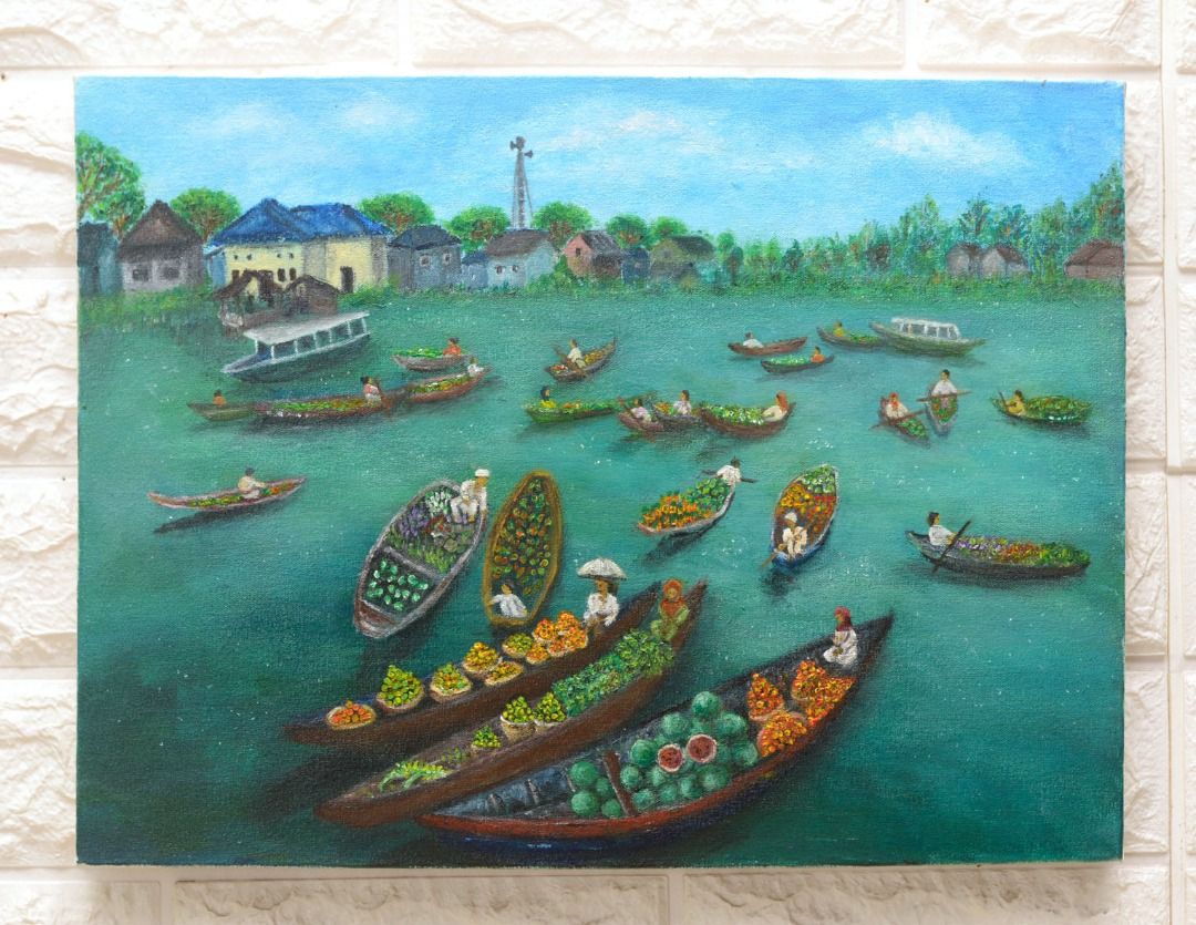 Lukisan Kanvas Acrylic 100% Asli 30x40 FLOATING MARKET INDONESIA ...