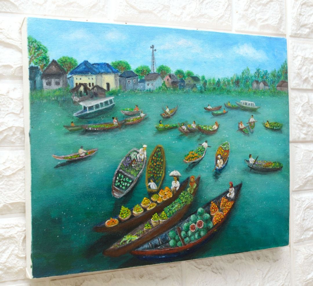 Lukisan Kanvas Acrylic 100% Asli 30x40 FLOATING MARKET INDONESIA, Desain & Kerajinan Tangan ...