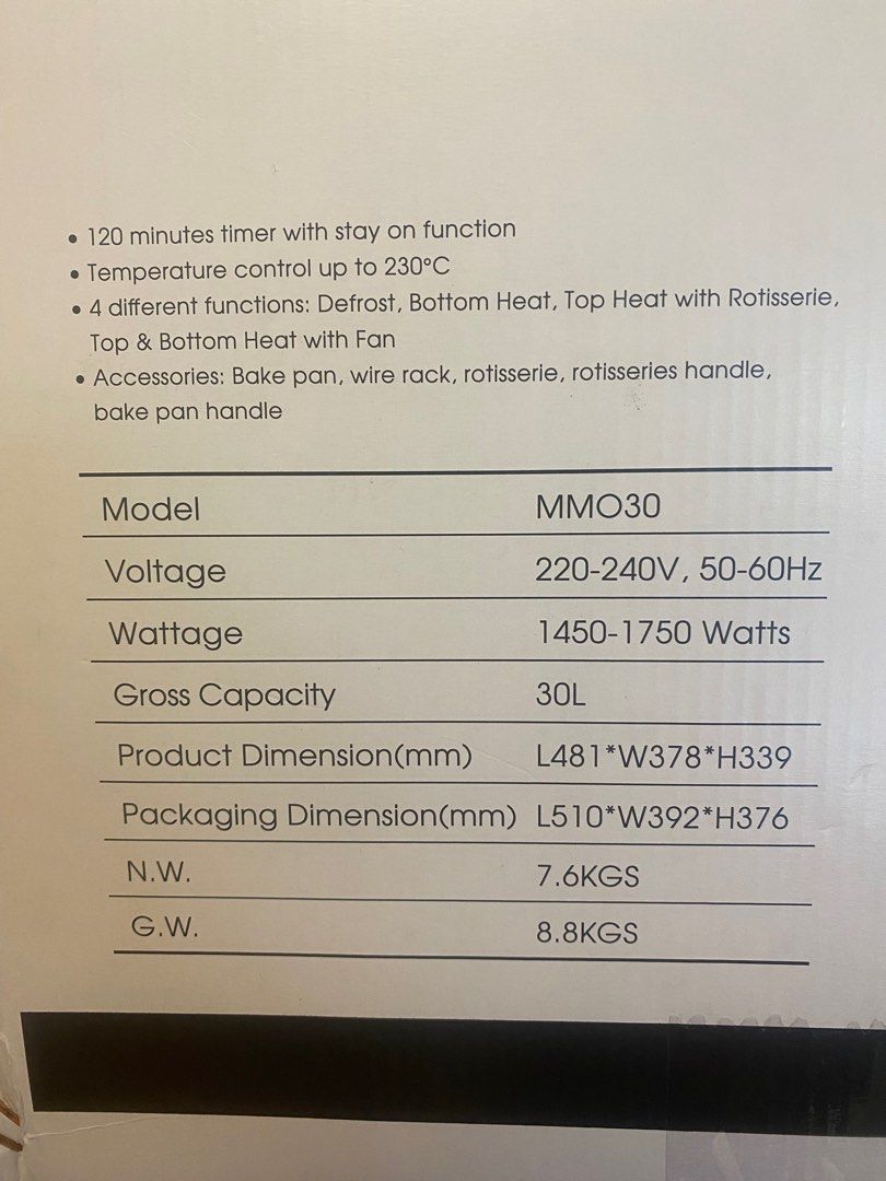 Mayer Electric Oven MM030, TV & Home Appliances, Kitchen Appliances, Ovens & Toasters on Carousell