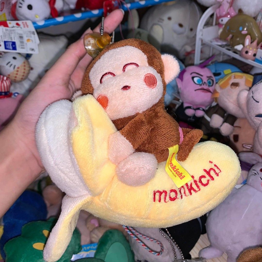 Monkichi on a Banana Sanrio, Hobbies & Toys, Toys & Games on Carousell