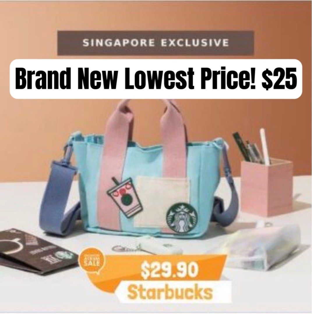New Starbucks color block mini tote bag shoulder sling lunch causal ...