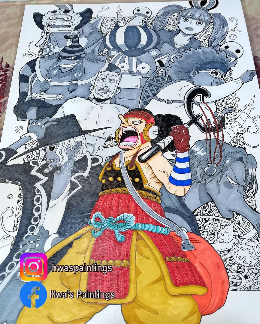 One Piece Usopp with villain Artwork ( A4 Size ), Hobbies & Toys ...