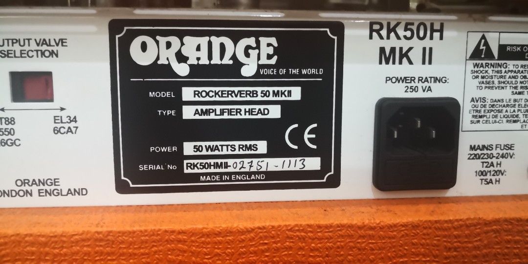 Orange Rockerverb 50 MkII Guitar Amplifier, Hobbies & Toys, Music ...
