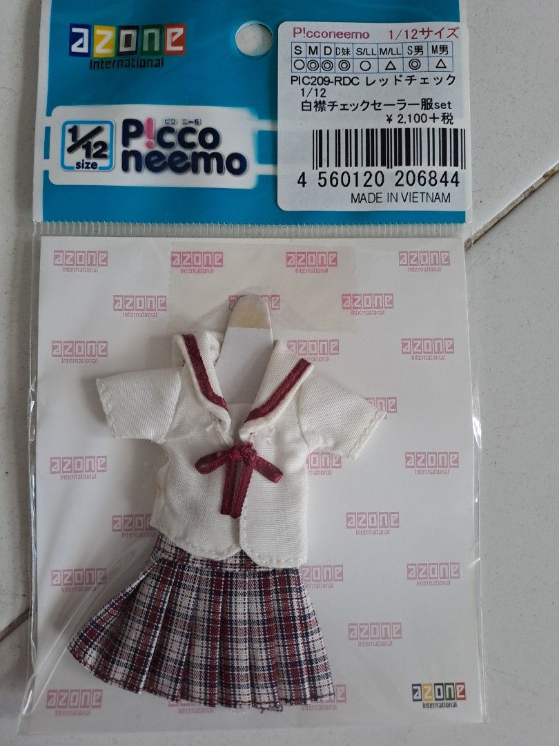 Original Azone International 1/12 Picco neemo White collar check sailor ...