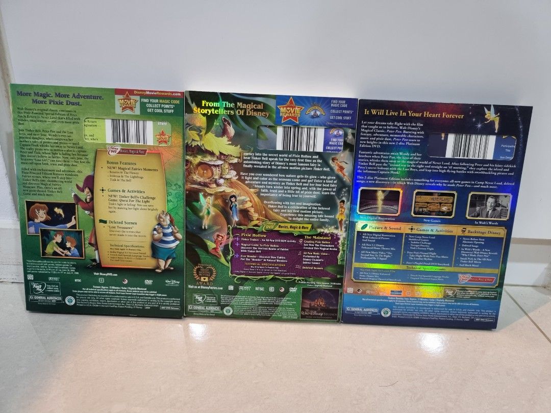 Peter pan & Tinker Bell DVD Collection, Hobbies & Toys, Music & Media ...