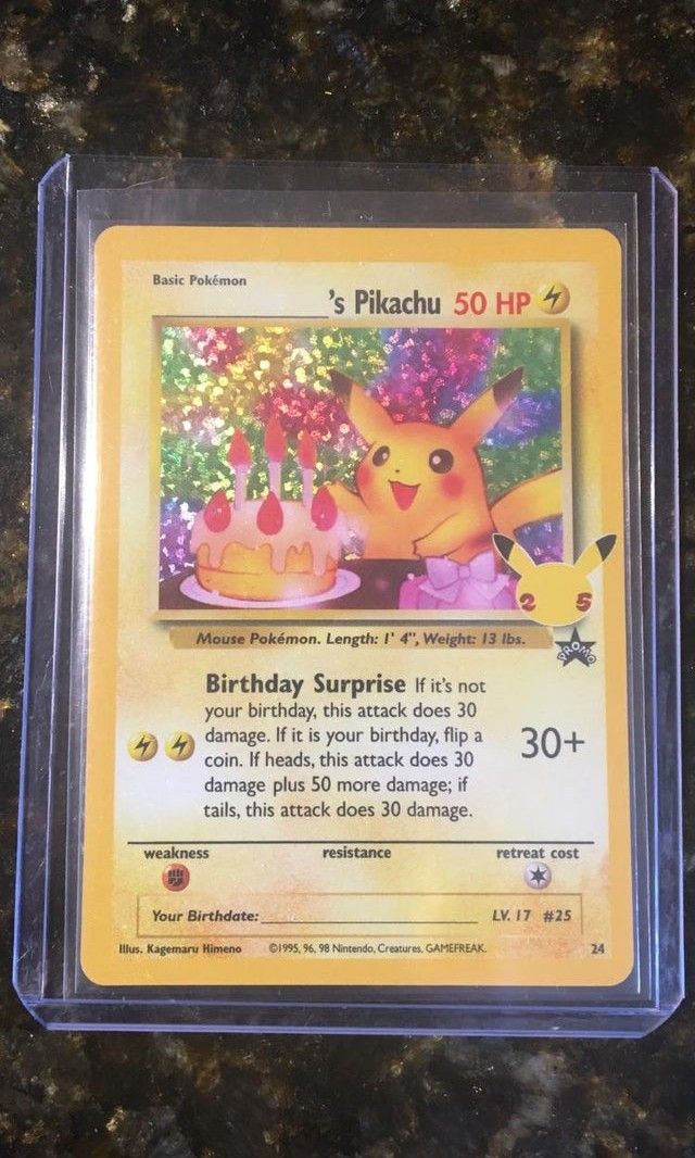 Pokemon Pikachu birthday original card limited edition, Hobbies & Toys ...
