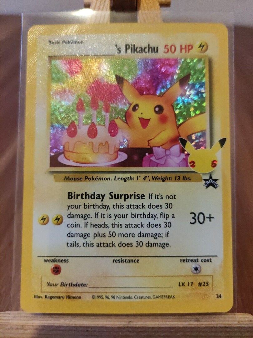 Pokemon Pikachu birthday original card limited edition, Hobbies & Toys ...