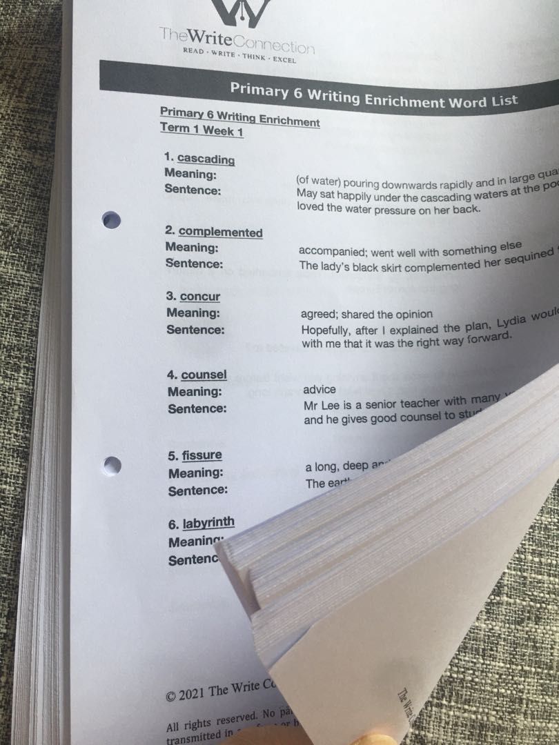 PSLE P6 TWC the write connection Enrichment Word List for English ...