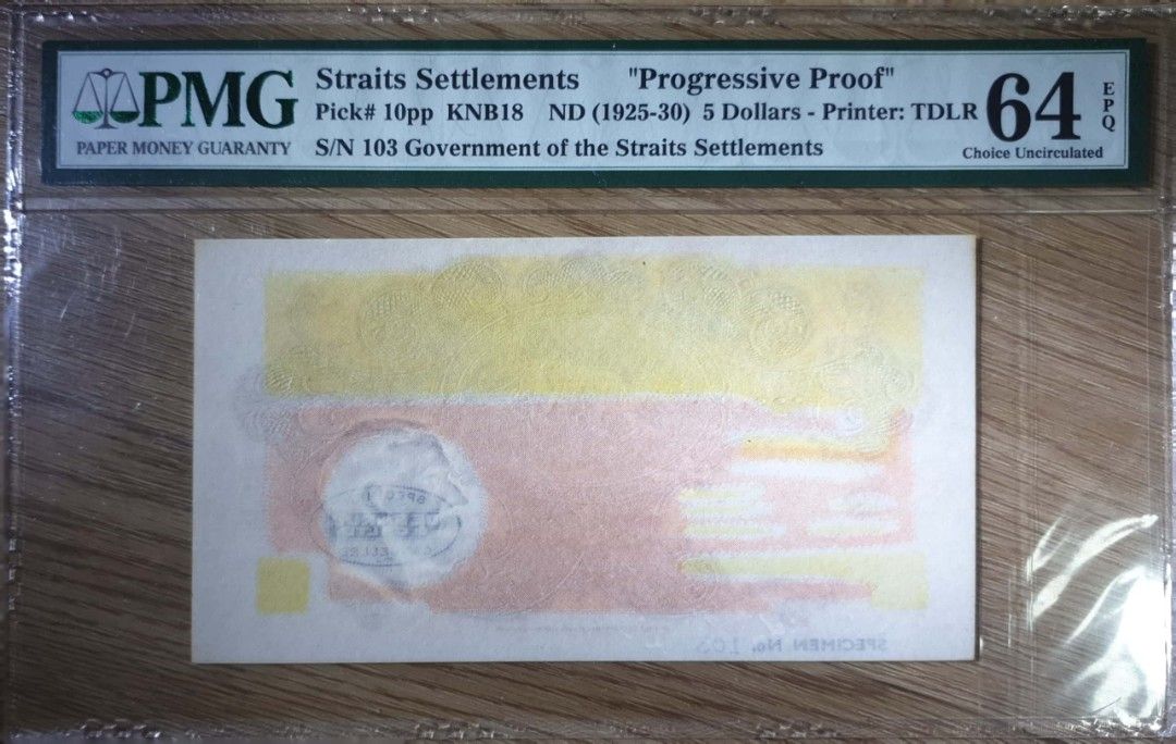 Rare Strait settlements progressive proof superb embossing unc pmg 64 ...