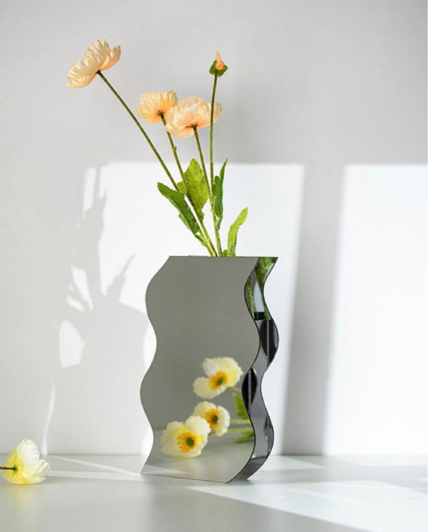 Reflective Mirror Curvy Wavy Vase, Furniture & Home Living, Home Decor ...