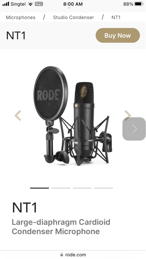 Rode NT-1 Large Diaphragm Condenser Mic, Audio, Microphones on Carousell