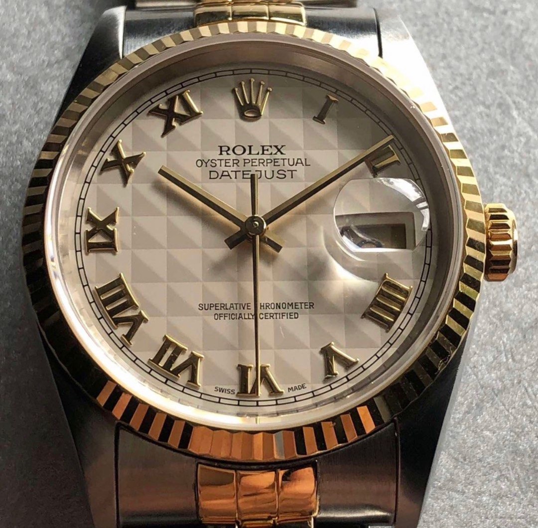 Rolex Datejust Rare Ivory Pyramid Dial Two Tone 18kt on Carousell