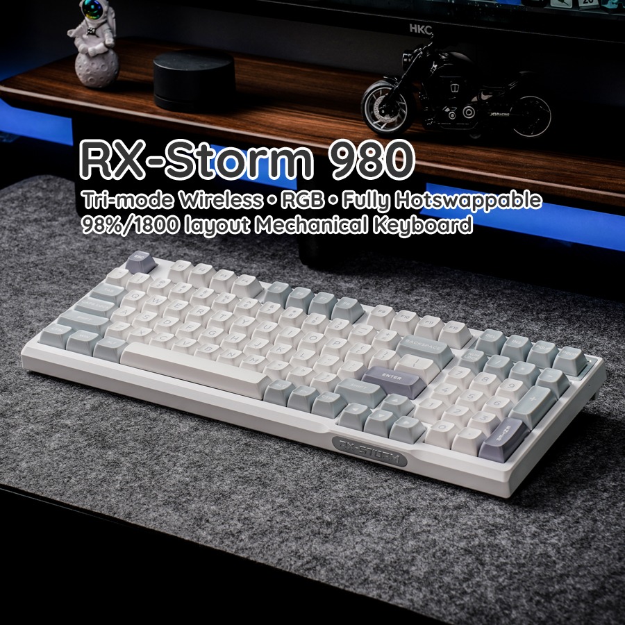 RX980 98% 1800 Layout Fully Hotswappable RGB Wireless Mechanical Keyboard, Compact, Portable ...
