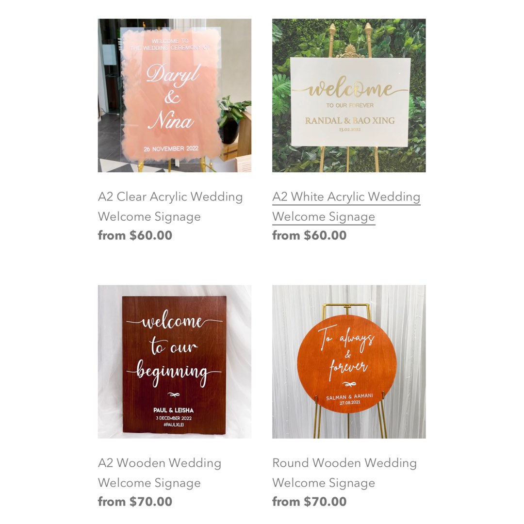 [Sale] Custom Wedding Welcome Signage (Wood/ Acrylic) - A2/A3/Round ...