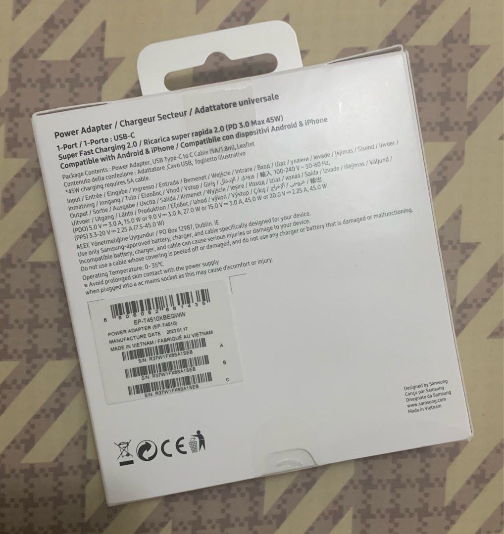 SAMSUNG 45W PD Power Adapter, Mobile Phones & Gadgets, Mobile & Gadget ...