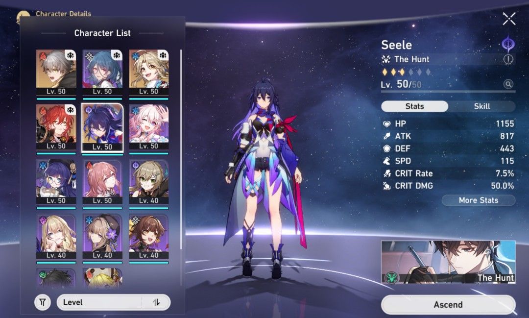 Honkai Star Rail Seele + E2 Himeko + Yanqing + E6 Natasha + W5 Pela ...