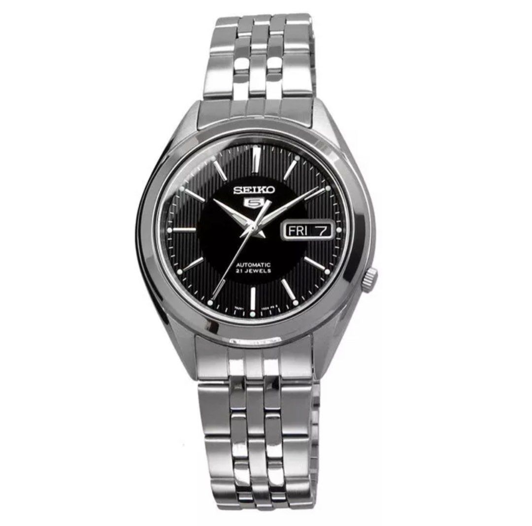 Seiko 5 Automatic Stainless Steel Black Dial Men Watch SNKL23 SNKL23K1 ...