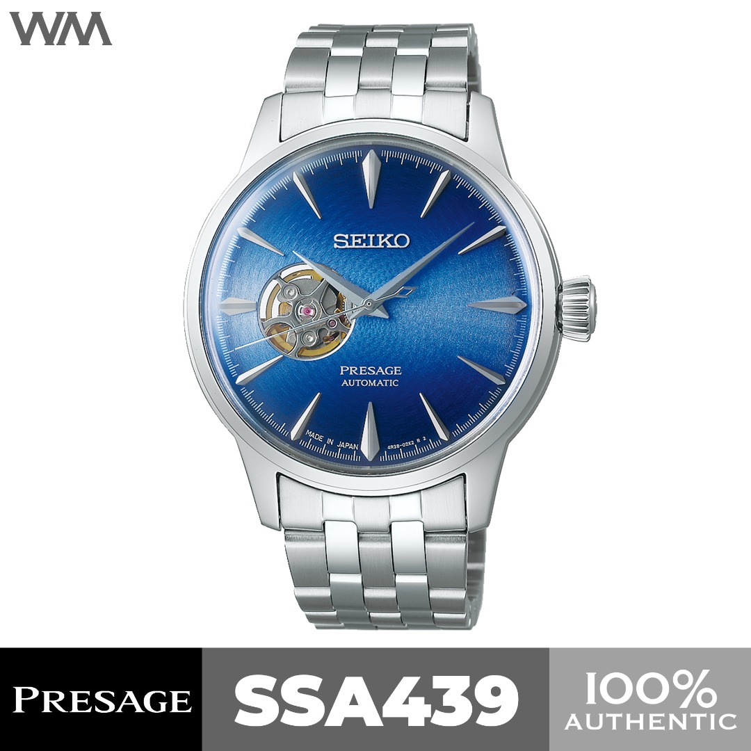 Seiko Presage Cocktail Time Blue Acapulco Open Heart Stainless Steel ...