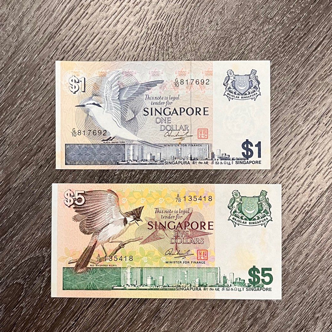 Singapore Bird $1 & $5 Dollar Note, Hobbies & Toys, Memorabilia ...