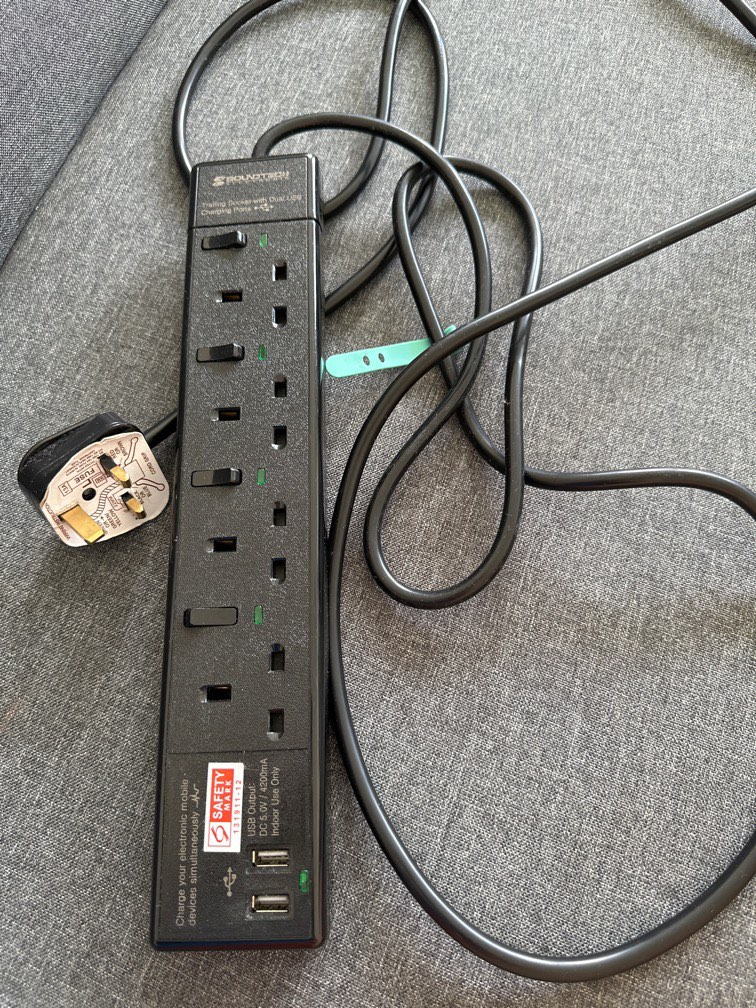 Soundtech extension socket with dual usb charging ports, TV & Home ...