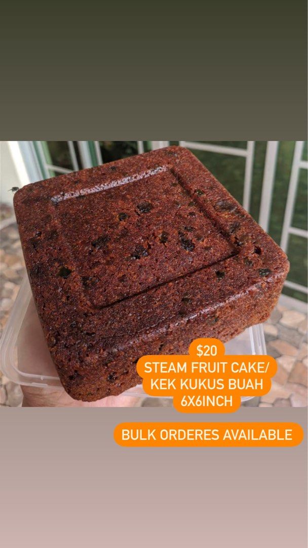 steam fruit cake / kek kukus 6x6 inch moist (780grams) bulk ordere for ...