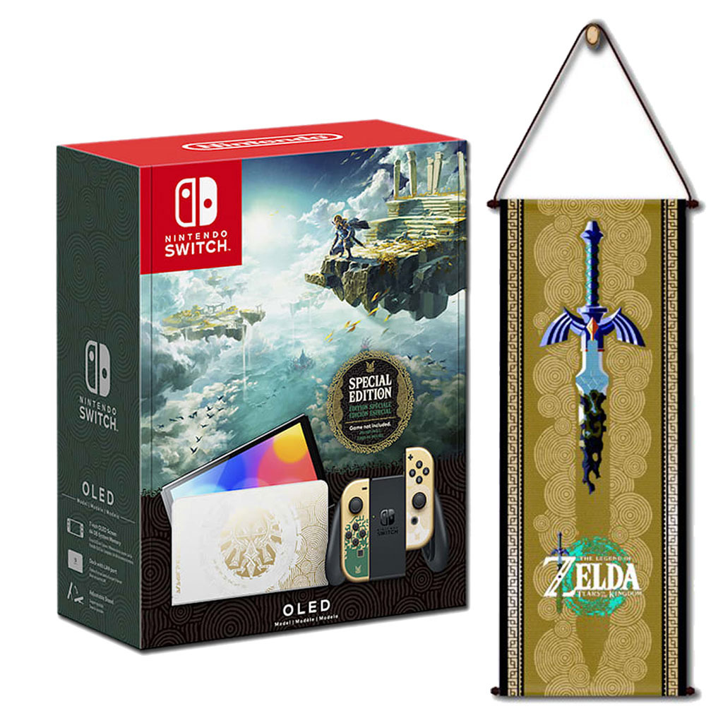 Switch OLED Zelda Tears of the Kingdom Premium Console + Gold Scroll ...