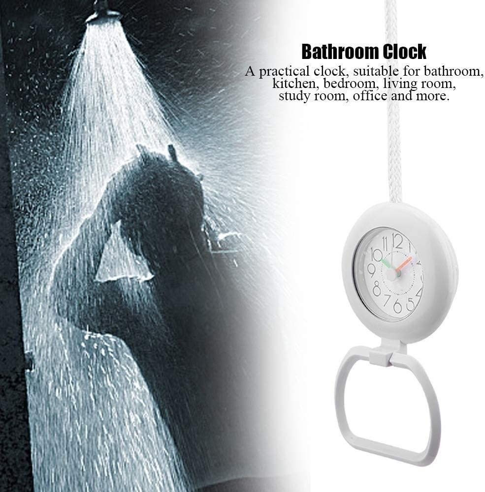 T194 White Bathroom Clock - Shower Timer Alarm Digital Clocks Hanging Table Clock for Bathroom ...