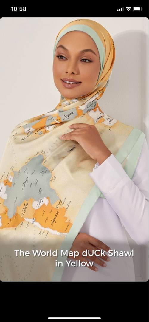 The World Map Duck in Yellow (shawl), Women's Fashion, Muslimah Fashion ...