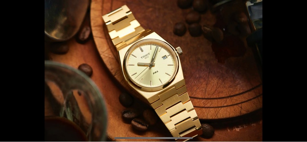 TISSOT PRX 35MM GOLD PVD, Luxury, Watches on Carousell